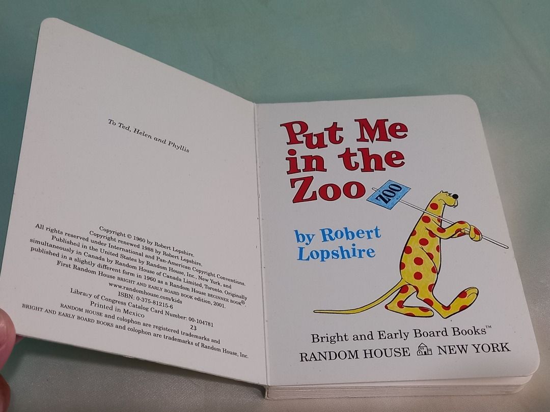 Put Me In The Zoo A Book Of Colors By Robert Lopshire Board Book ...