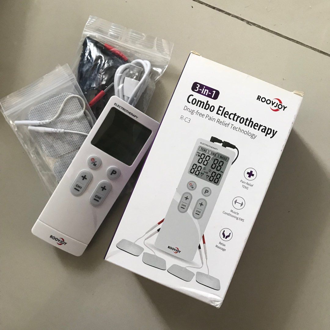 ROOVJOY 3 in 1 Combo Electrotherapy RC-3 Electric Stimulator Drug-Free Pain Relief Technology ...