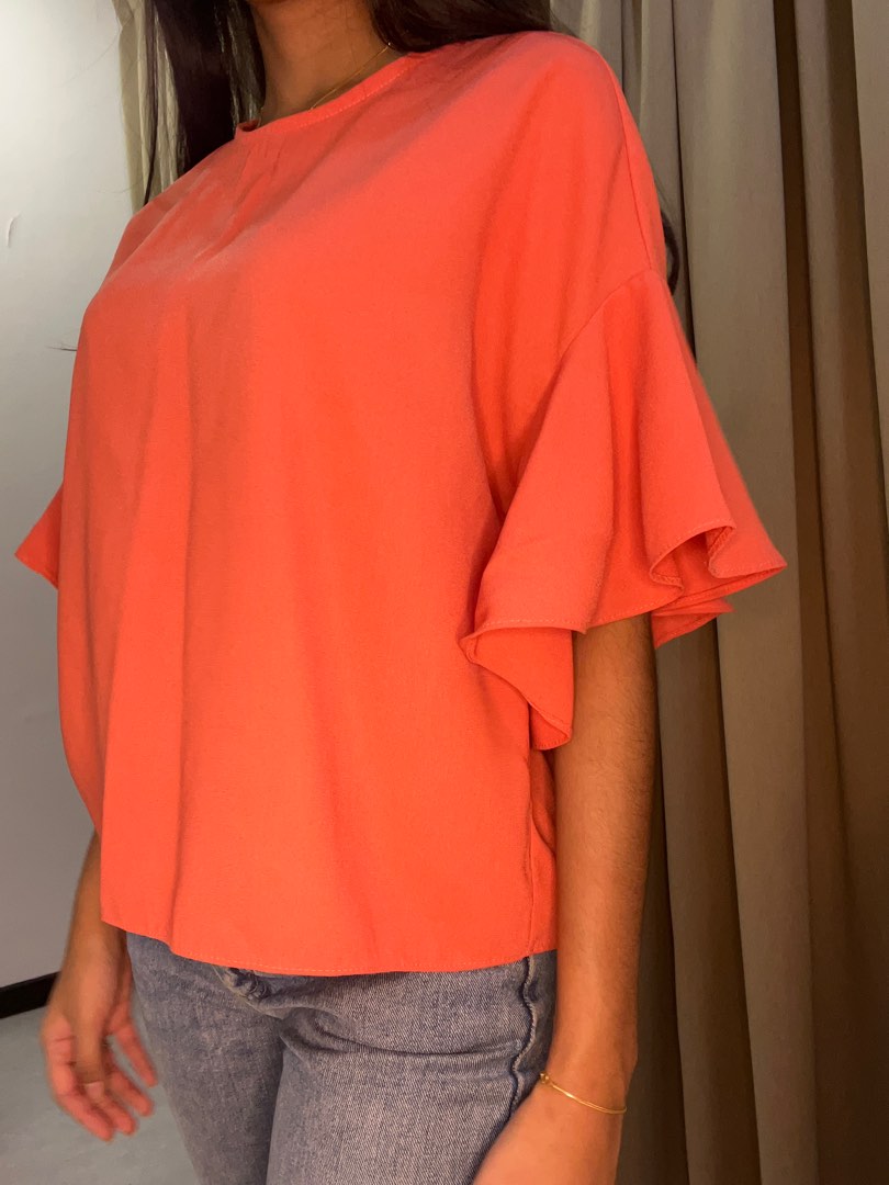 seed orange blouse, Women's Fashion, Tops, Blouses on Carousell