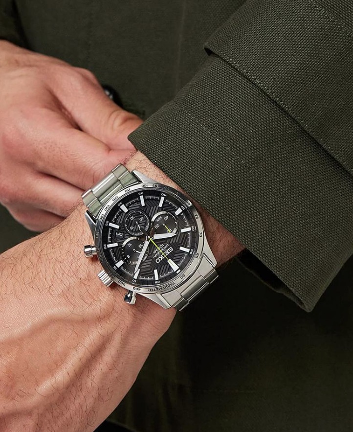 Seiko Chronograph SSB413P1 Quartz Stainless Steel Black Dial Analog ...