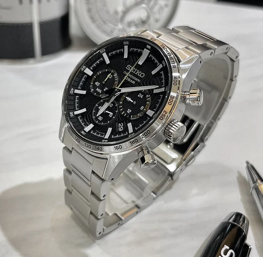 Seiko Chronograph SSB413P1 Quartz Stainless Steel Black Dial Analog ...