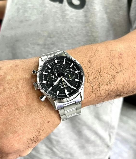 Seiko Chronograph SSB413P1 Quartz Stainless Steel Black Dial Analog ...