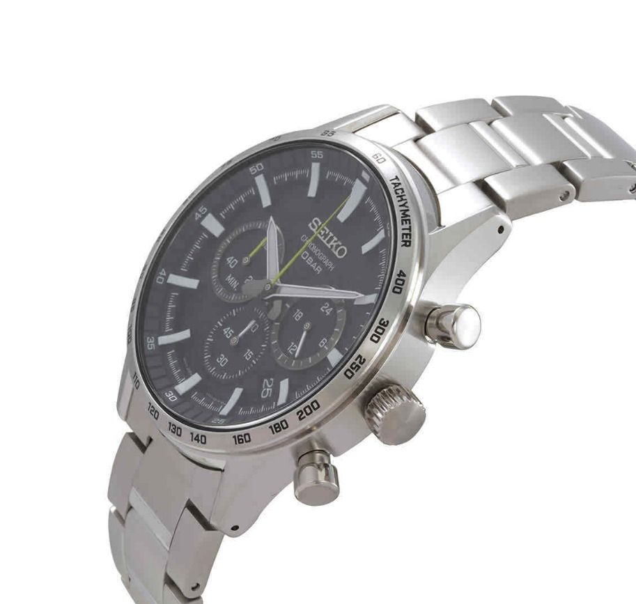 Seiko Chronograph SSB413P1 Quartz Stainless Steel Black Dial Analog ...