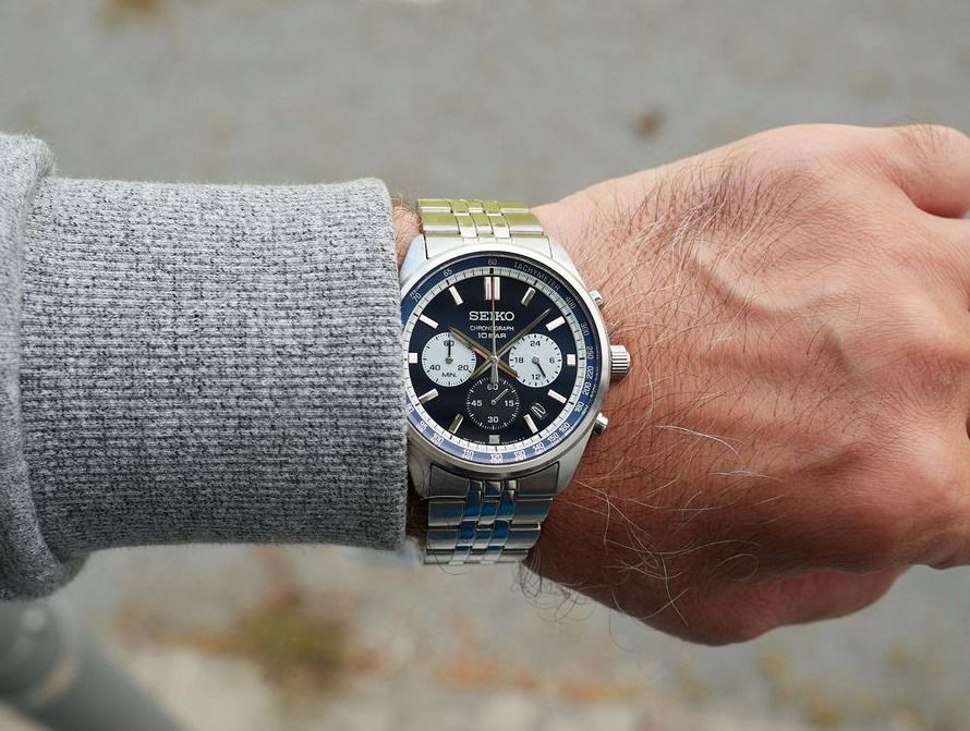 Seiko Chronograph SSB427P1 Quartz Stainless Steel Blue Dial Date Analog ...