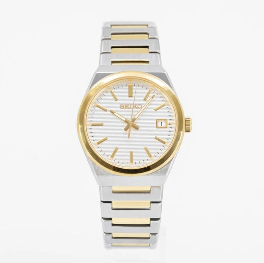 Seiko Classic SUR558P1 Silver Dial Date Quartz Silver Gold Stainless ...