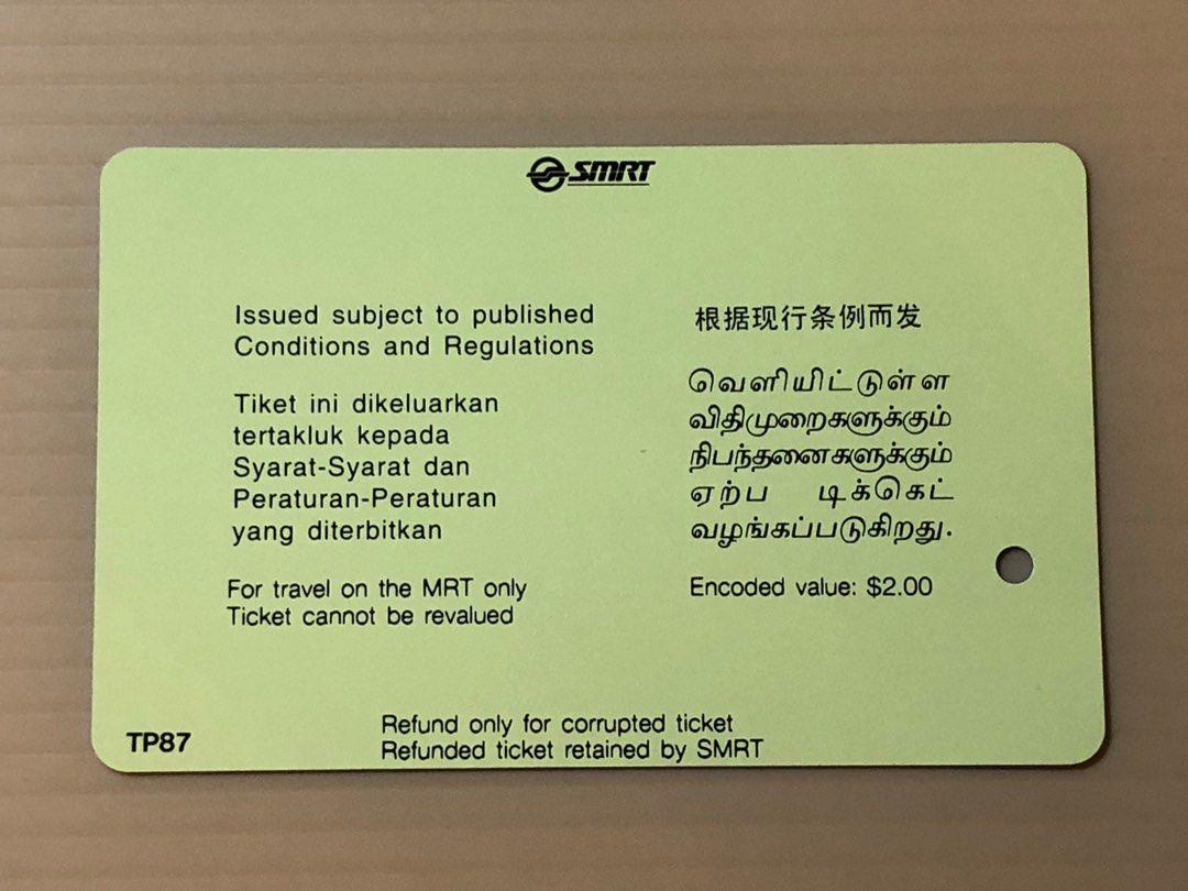 Set Of 1 SMRT Transitlink Card & Coin With Folder for $10 Per Set ...