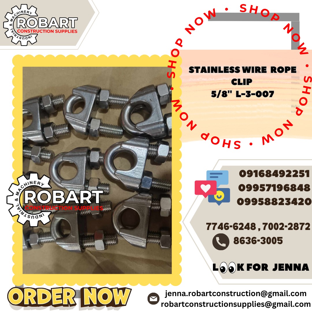 stainless wire rope clip 5/8'' L-3-007, Commercial & Industrial ...