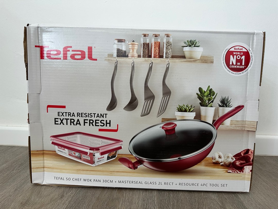 Tefal So Chef Pan 30cm + masterseal glass 2L + Resource 4Pc Tool set ...