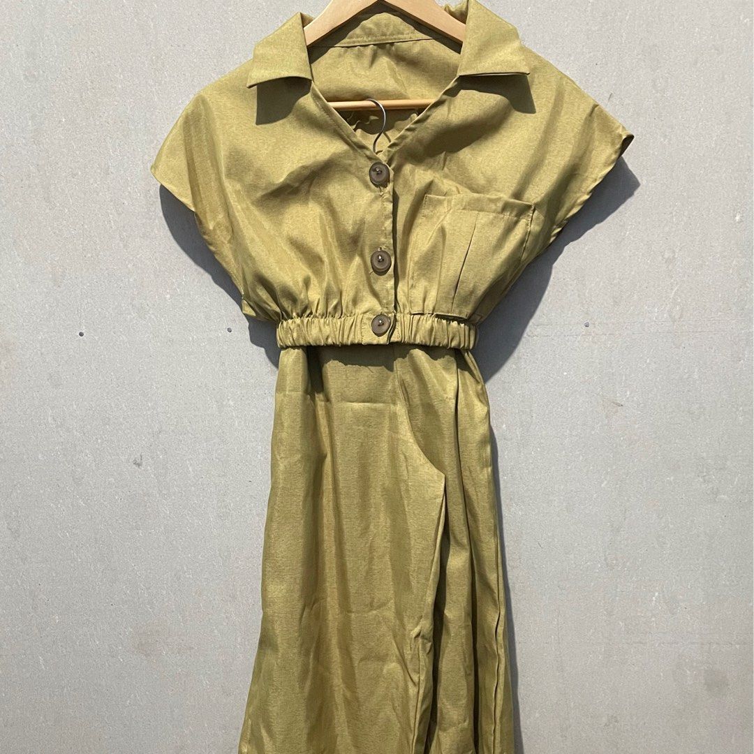 Terno Yellow Green Top and Garterized Pants, Women's Fashion, Dresses ...
