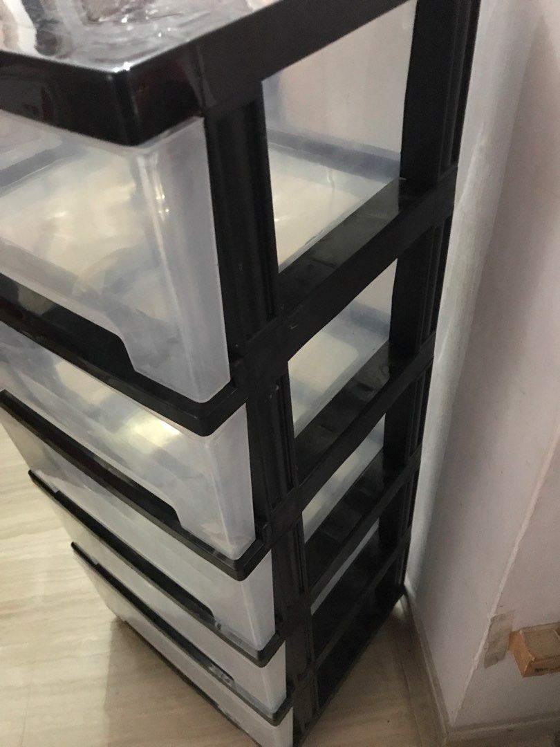 Toyogo 5 tier plastic pull out drawer with wheels, Furniture & Home ...