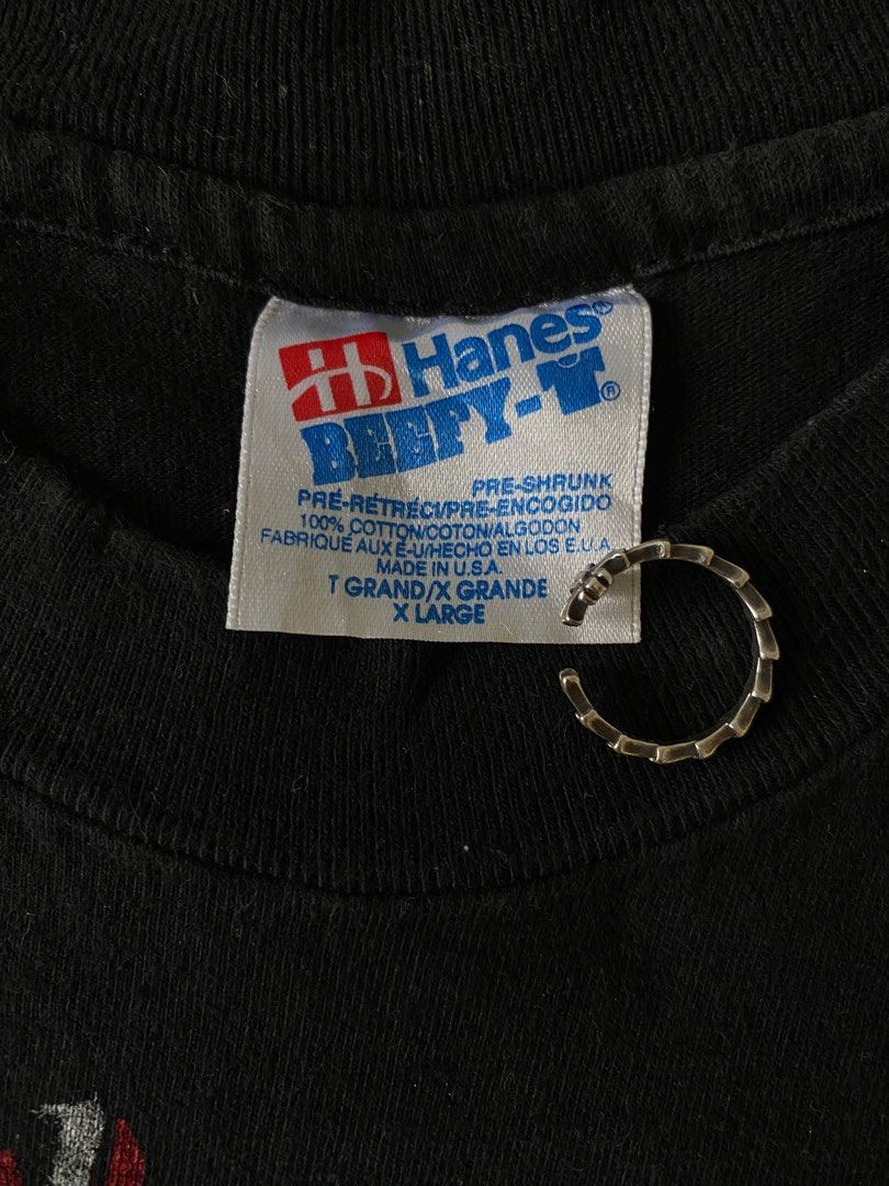 Vintage Early-Mid 90s Hanes Beefy Made in USA Black Tee, Men's Fashion, Tops & Sets, Tshirts ...