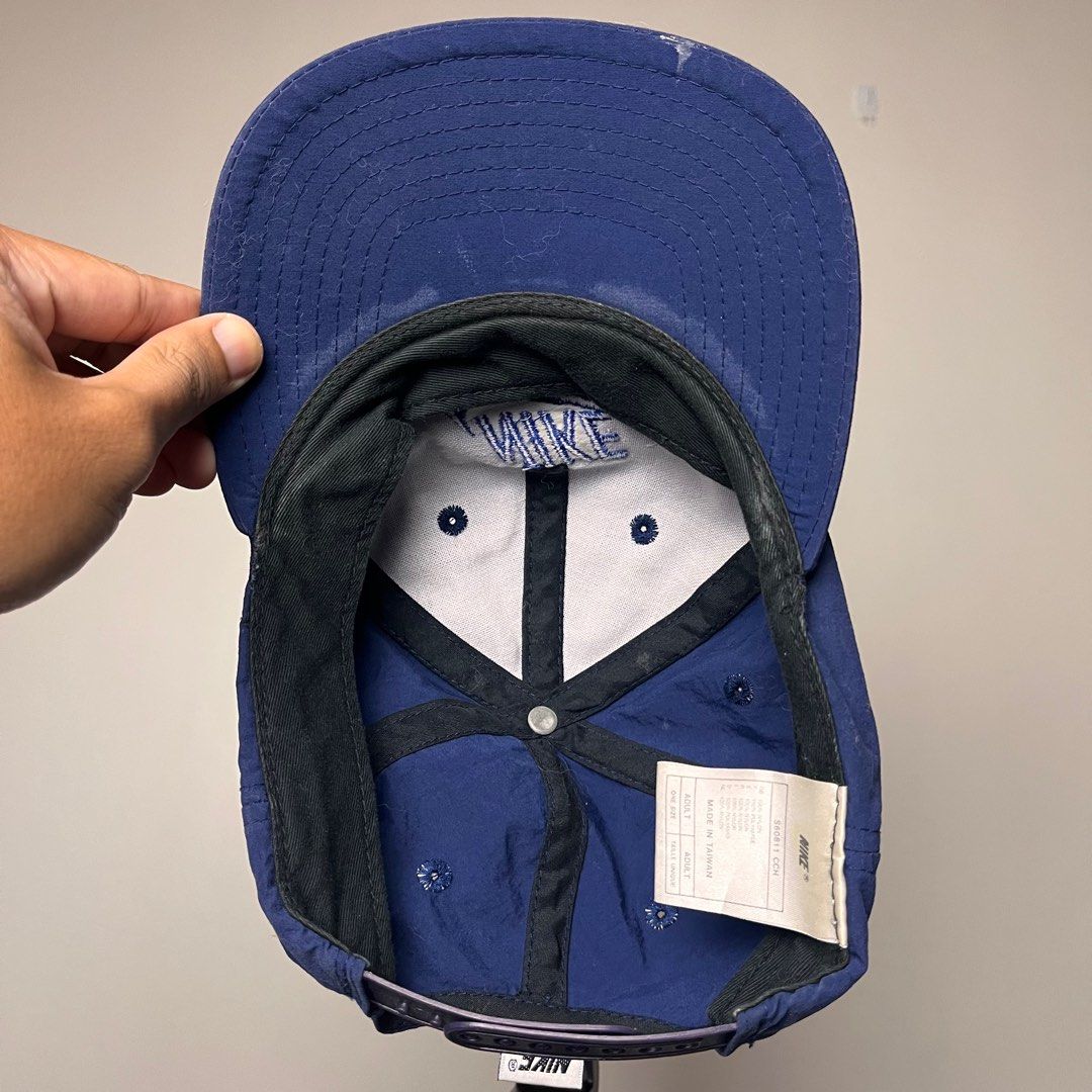 Vintage Nike Nylon Snapback Cap Hat Embroidered Logo Navy Blue, Men's ...