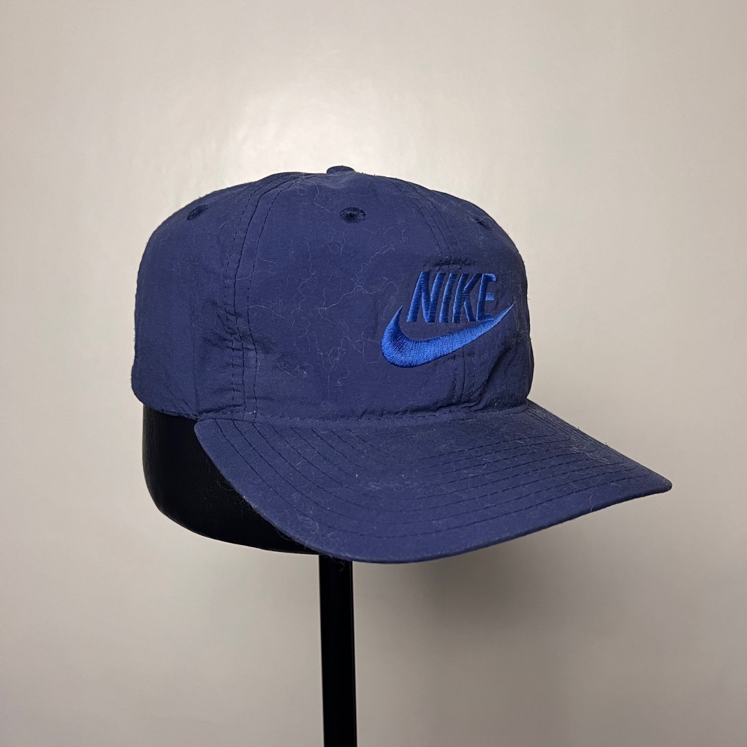 Vintage Nike Nylon Snapback Cap Hat Embroidered Logo Navy Blue, Men's ...