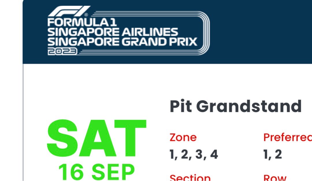 2x F1 Saturday ticket, pit grandstand, Tickets & Vouchers, Event ...