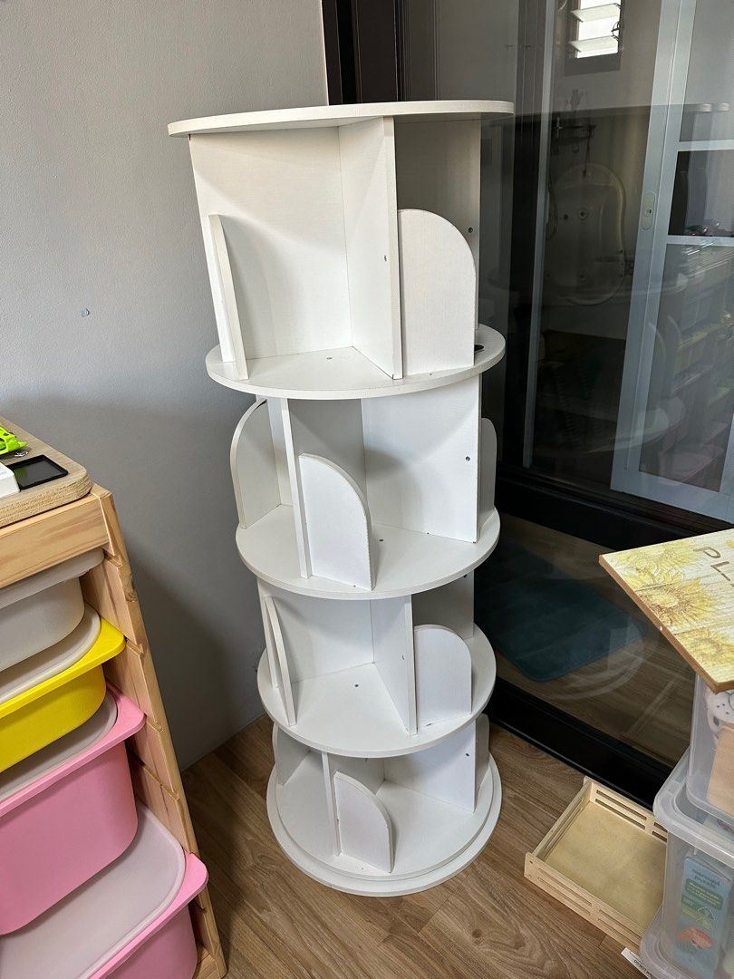 4-tier Rotating/Spinning Book Shelf, Furniture & Home Living, Furniture ...