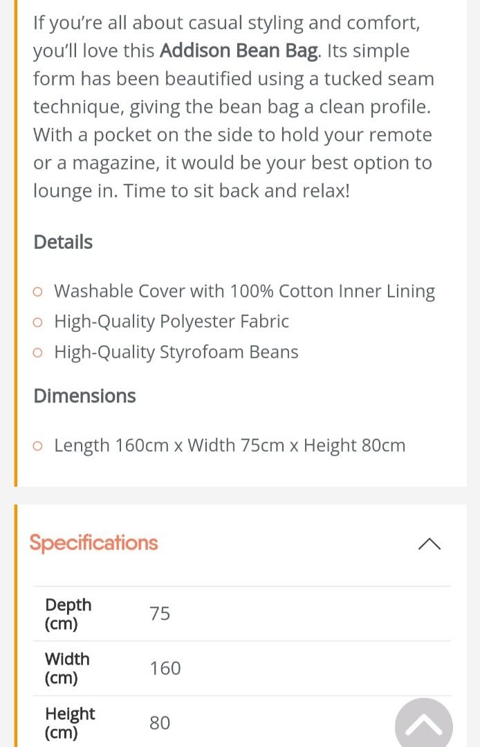 Addison Bean Bag, Furniture & Home Living, Furniture, Sofas on Carousell