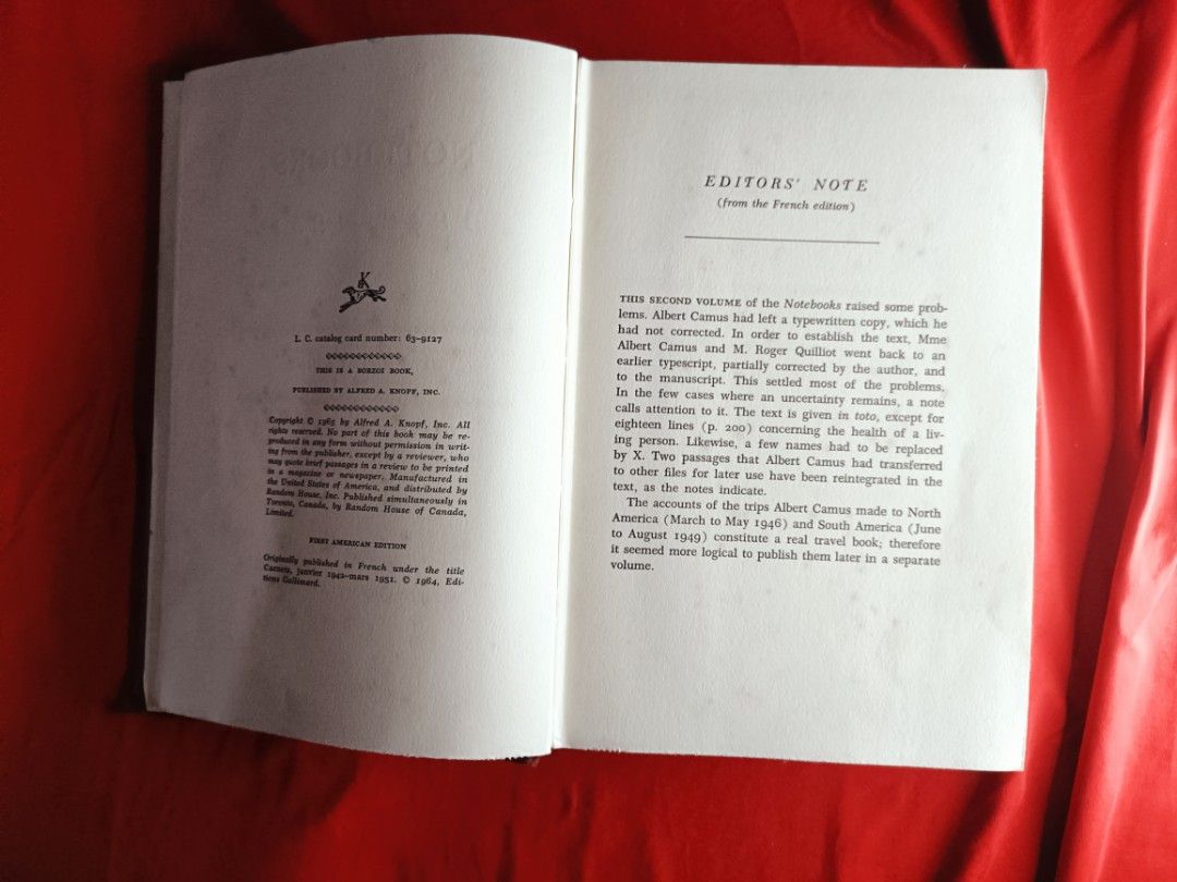 Albert Camus -NOTEBOOKS 1942 - 1951, Hobbies & Toys, Books & Magazines ...