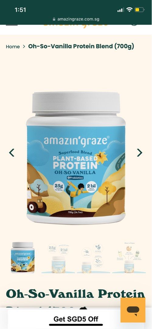 Amazin Grace Oh-So-Vanilla Protein Powder, Health & Nutrition, Health ...
