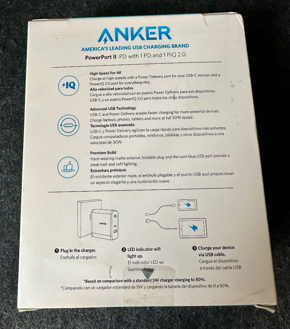 Anker Power Port II 49.5W Dual Port USB-C Wall Charger Adapter, Mobile ...