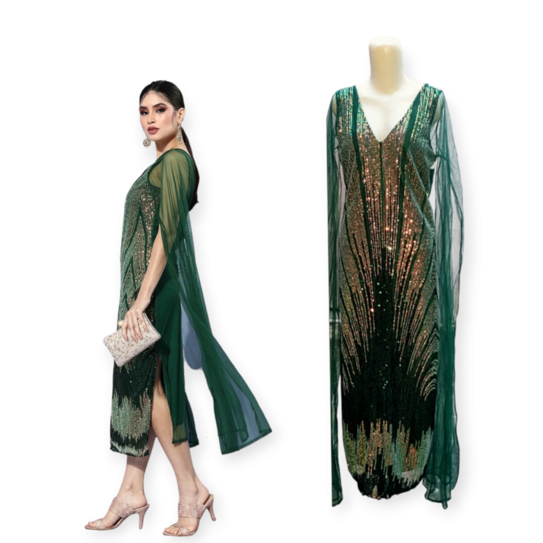 Athene emerald green sequin tulle dress india tile hijau no zara bukan ...