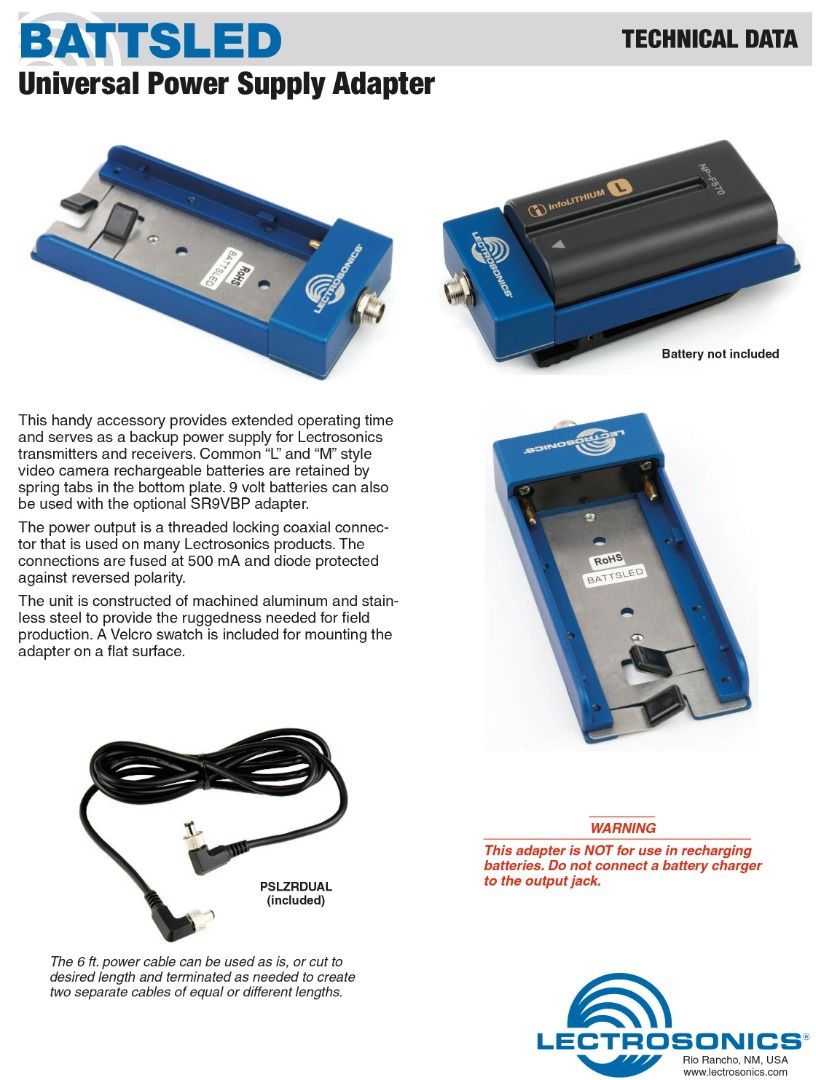 BATTSLED UNIVERSAL BATTERY SLED FOR L OR M STYLE BATT. PACK, Audio ...