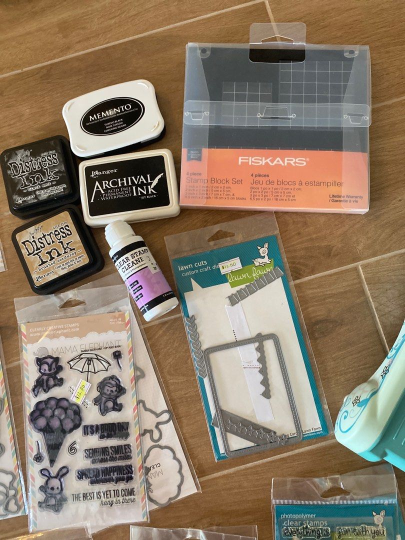 Big Shot Sizzix, Mama elephant stamps, Fiskars stamp block, Distress ...