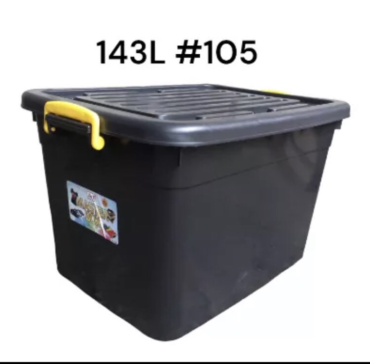 black storage box 143 liters, Furniture & Home Living, Home Improvement & Organization, Storage ...