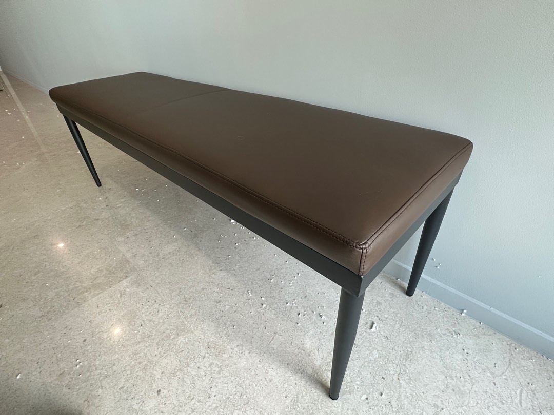 Brand New Modern Minimalist Brown Leather Dining Bench 140x40 ...
