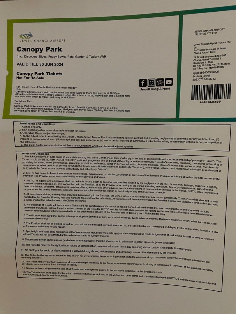 Canopy park Jewel in tickets including discovery slides, foggy bowls ...