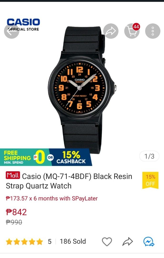 CASIO (MQ-71-4BDF) Black Resin Strap Quartz Watch, Men's Fashion, Watches & Accessories, Watches ...