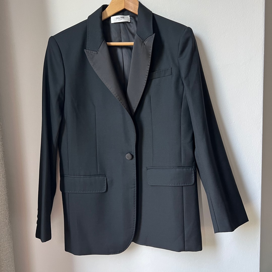 Celine Wool Black Blazer, Women's Fashion, Coats, Jackets and Outerwear ...