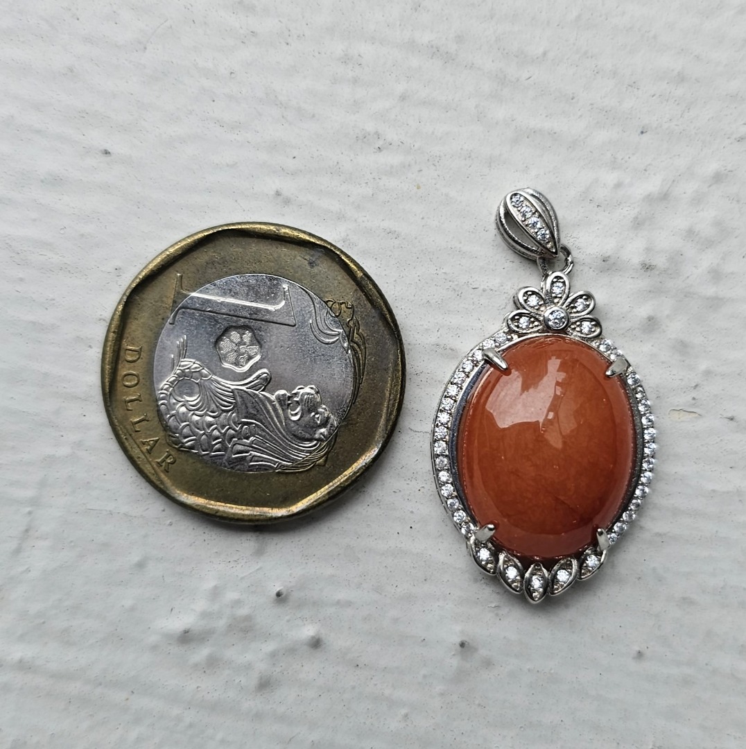 Certified Type A Jadeite Pendant Red Jade Cabochon, Women's Fashion ...