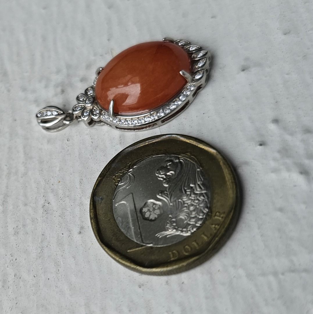 Certified Type A Jadeite Pendant Red Jade Cabochon, Women's Fashion ...