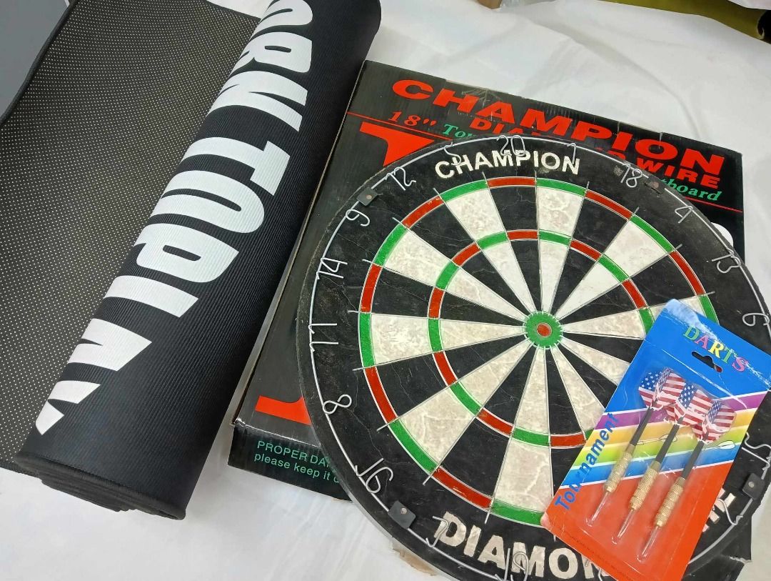 Champion Dartboard Diamond wire with Rubber dart mat & dart pin ...