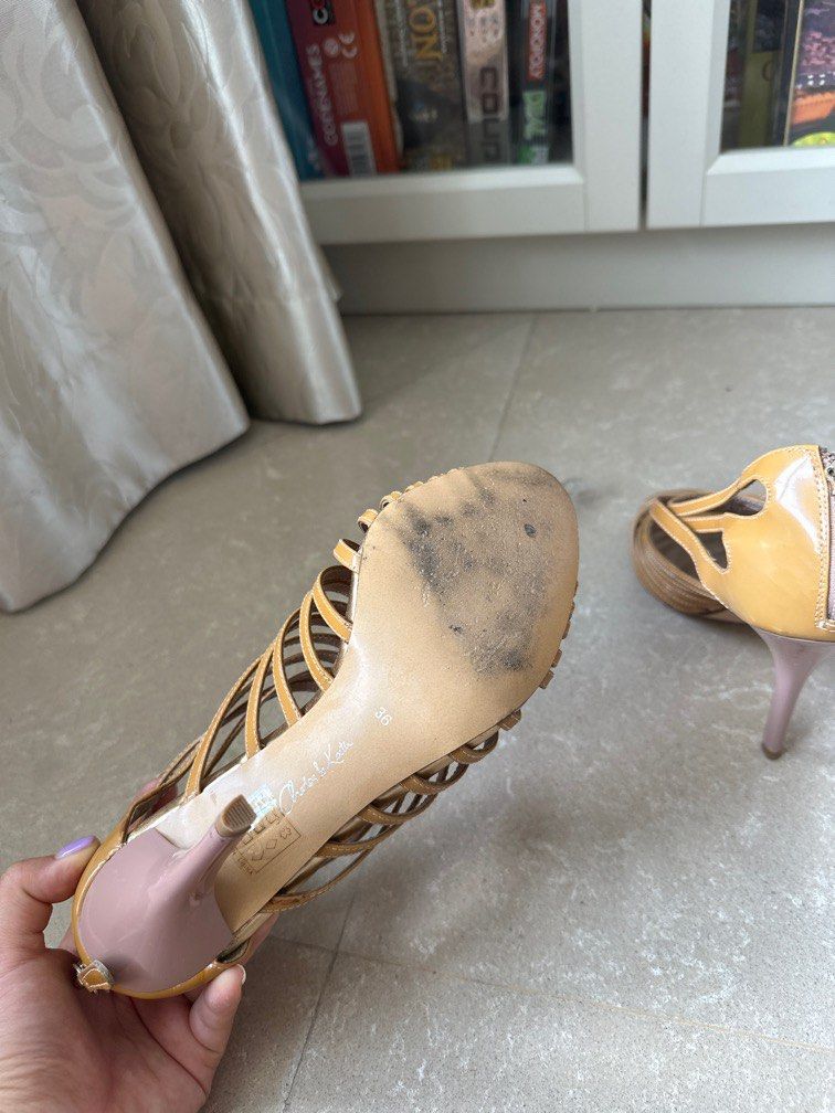Charles & Keith 36 Mustard Yellow Gladiator Strappy Stilettos High ...