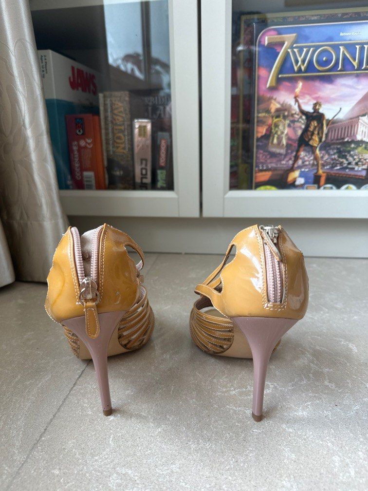 Charles & Keith 36 Mustard Yellow Gladiator Strappy Stilettos High ...
