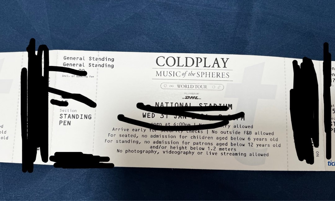 Coldplay ticket, Tickets & Vouchers, Event Tickets on Carousell