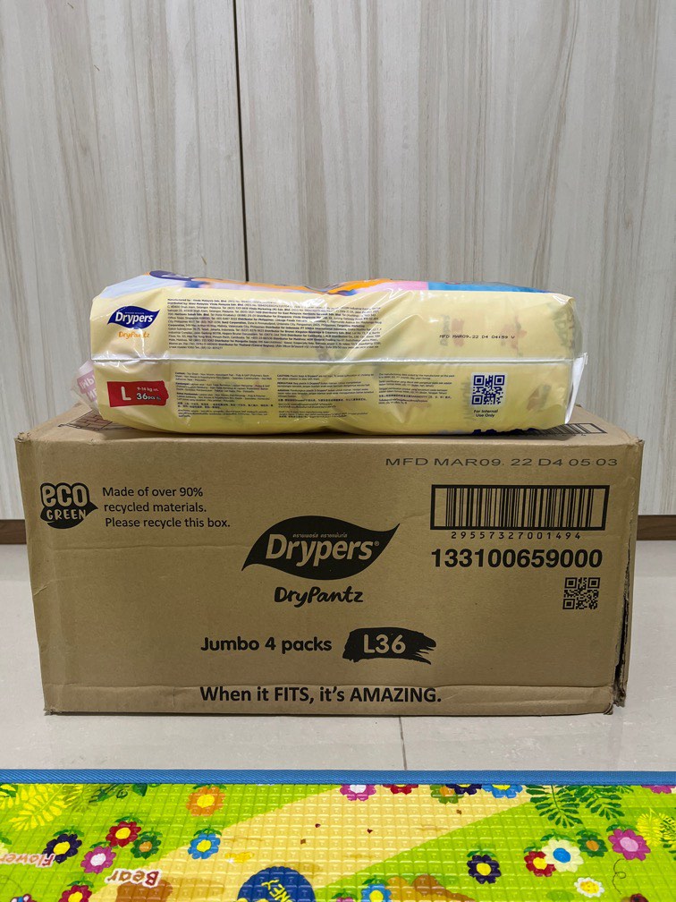 PUNGGOL Drypers Drypantz L 36 Diapers x 5 Packs, Babies & Kids, Bathing ...