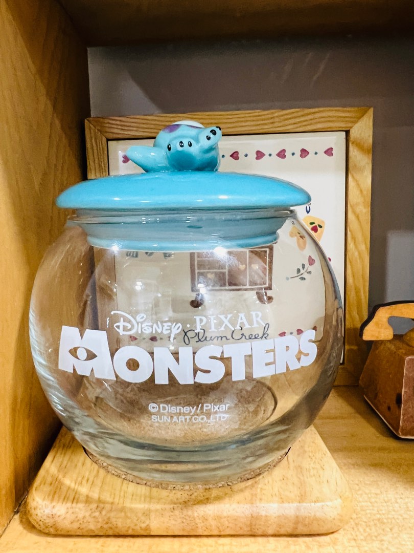Disney PIXAR Monsters glass container with lid, Furniture & Home Living ...