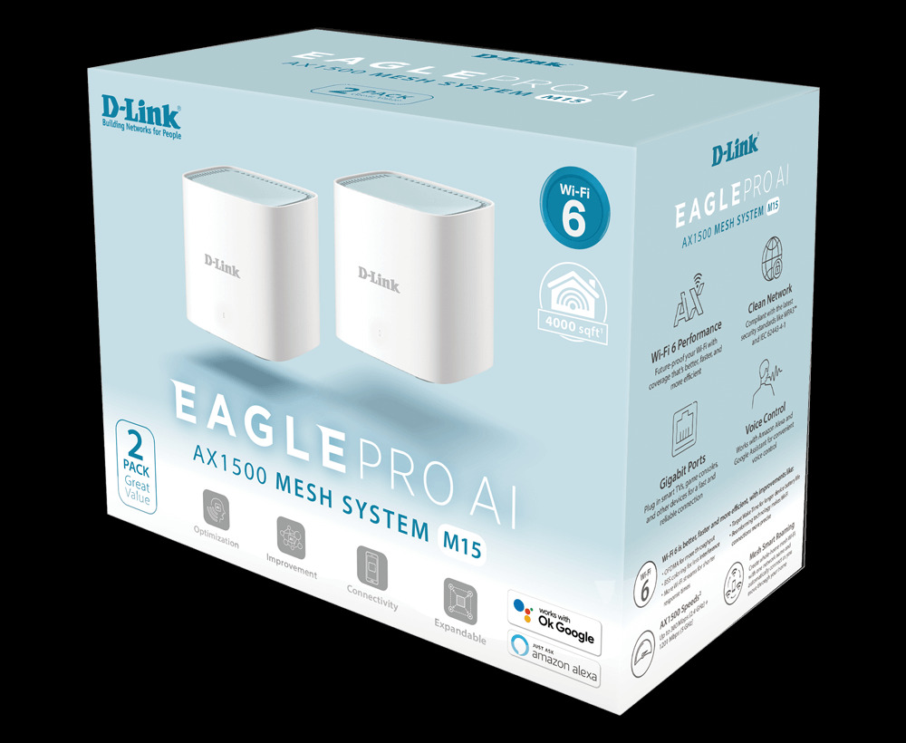 D-Link Eagle Pro AI M15 AX1500 WiFi 6 Mesh Router (2 Unit), Computers ...
