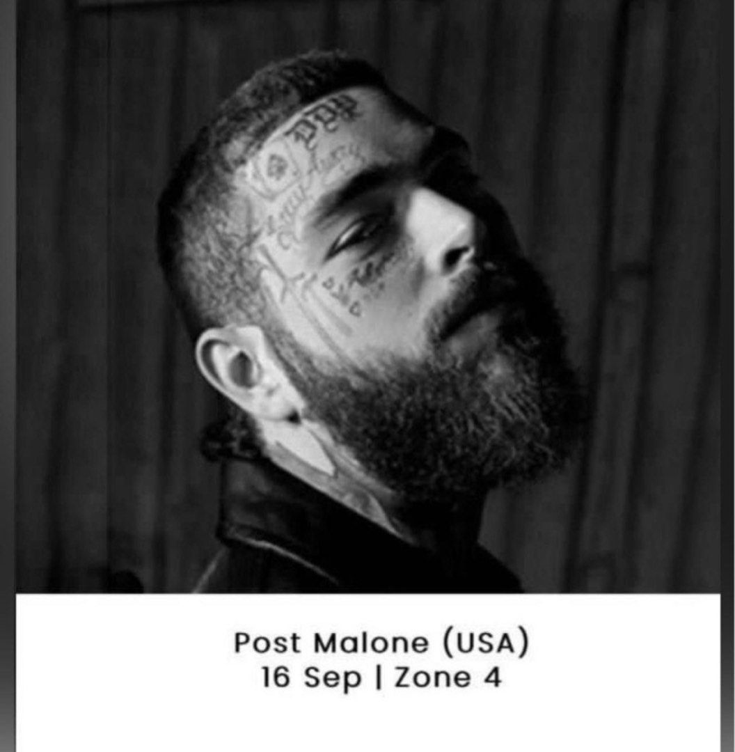 F1 Post Malone x1, Tickets & Vouchers, Event Tickets on Carousell