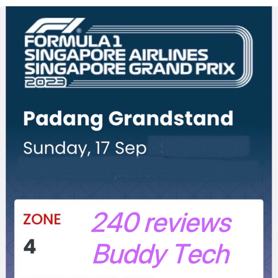 (SOLD OUT) F1 Sun Padang Grandstand front row zone 4 access to main ...