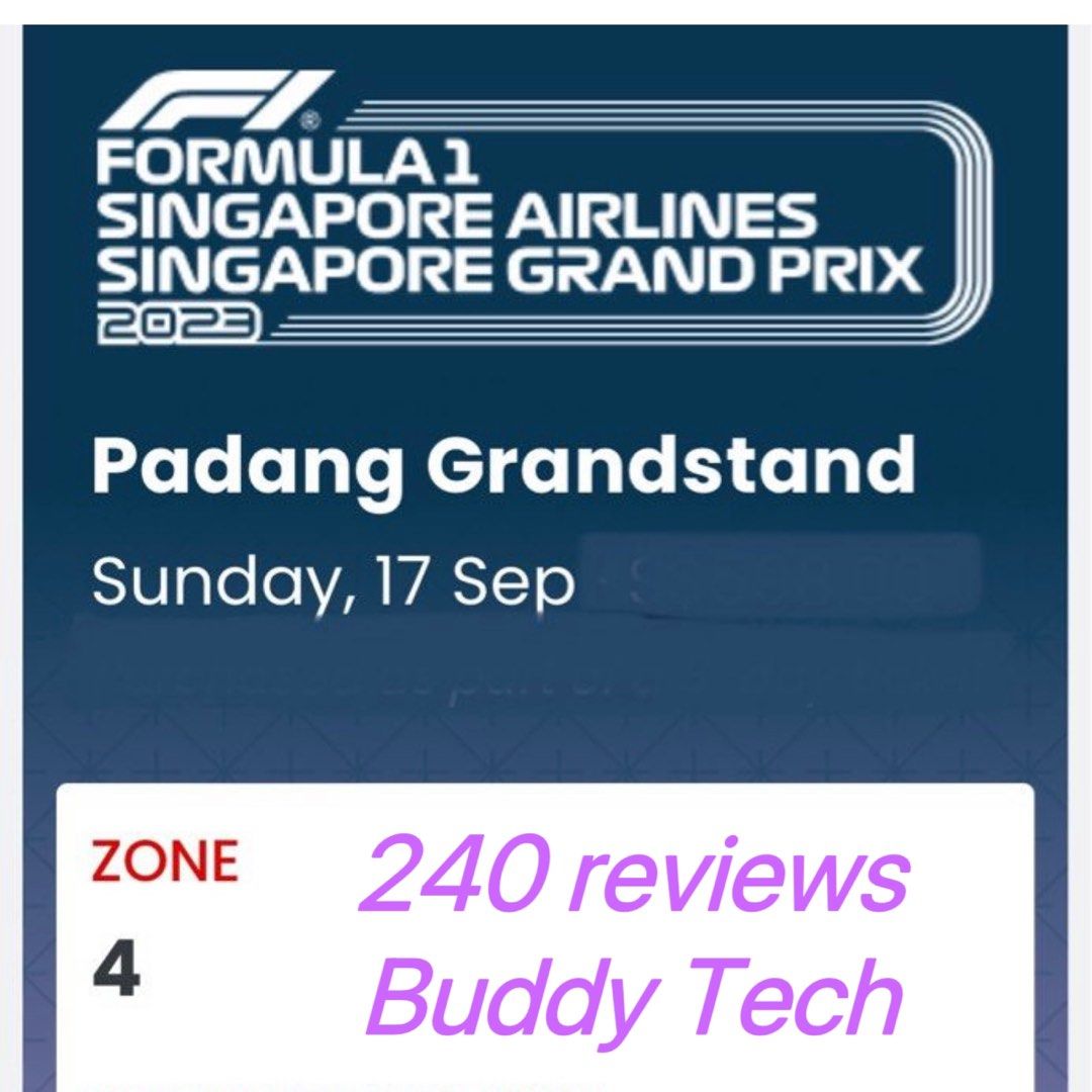 (SOLD OUT) F1 Sun Padang Grandstand front row zone 4 access to main ...