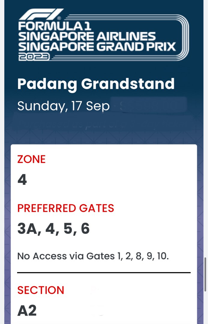 F1 Sunday Race Day - Padang Grandstand, Tickets & Vouchers, Event ...