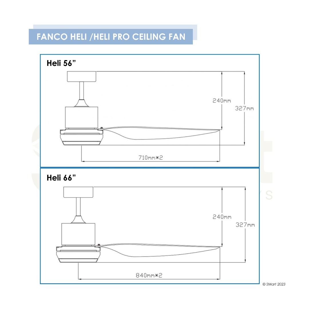 Fanco Heli 6 Blades DC Motor Ceiling Fan with 3 Tone LED Light & Remote ...