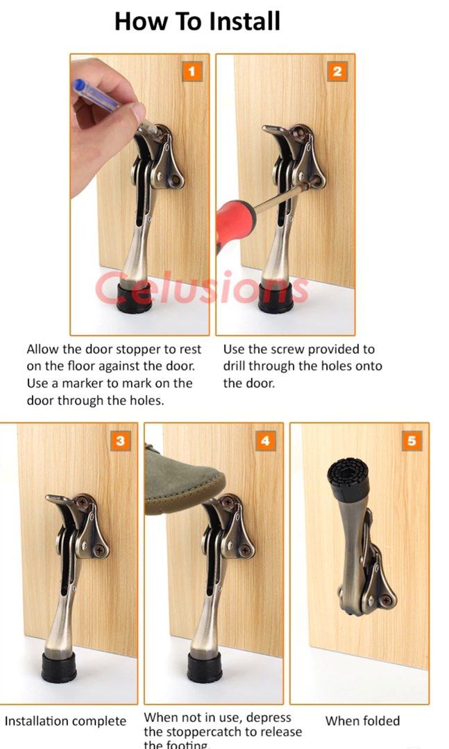 Foot-Operated Door Stopper, Furniture & Home Living, Security & Locks ...
