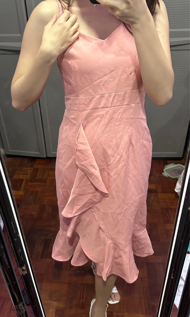 Formal Pink Ruffle detail dress, Women's Fashion, Dresses & Sets ...