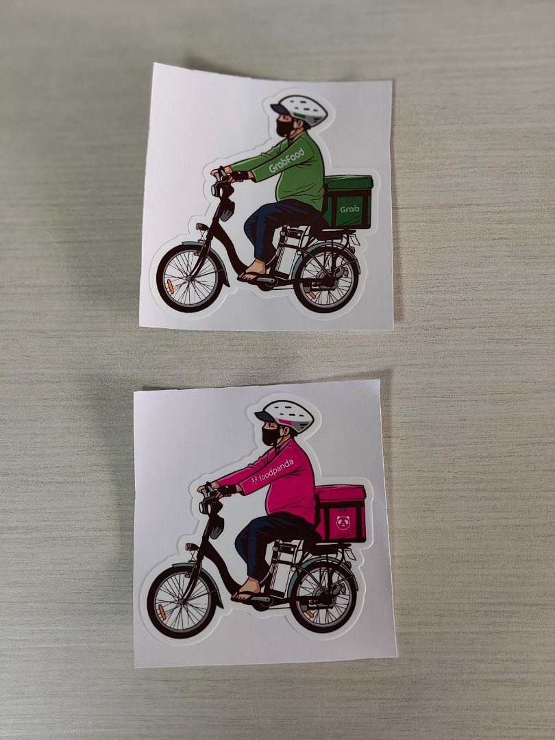 grab foodpanda custom waterproof sticker, Hobbies & Toys, Stationery ...