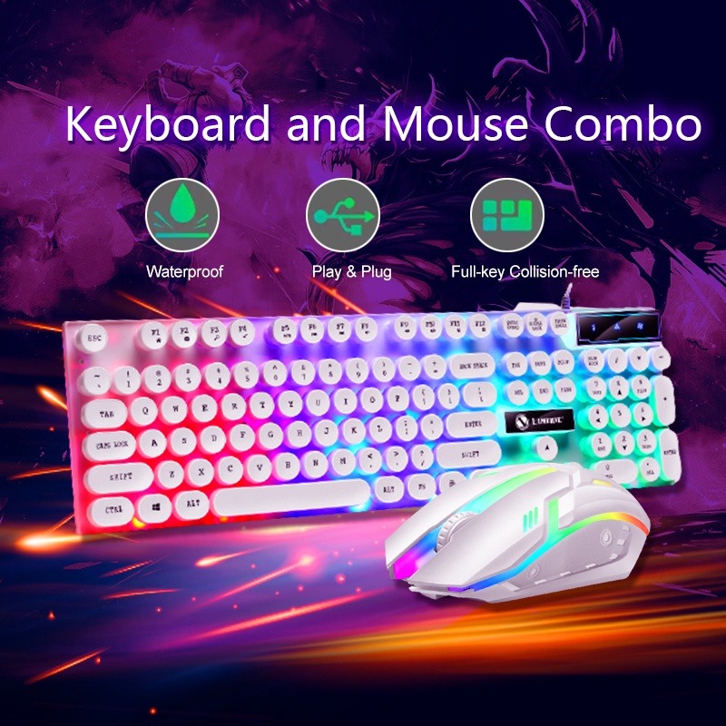 GTX300 Gaming Keyboard and Mouse Set Mechanical Keyboard 7 Colour LED ...