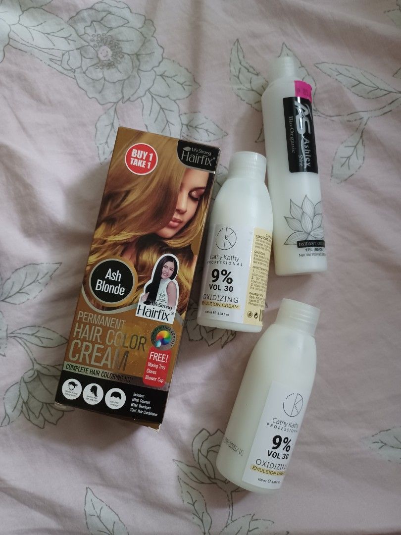 Hairfix Ash Blonde Permanent Hair Color Cream + 2 9% Vol 30 Oxidant ...